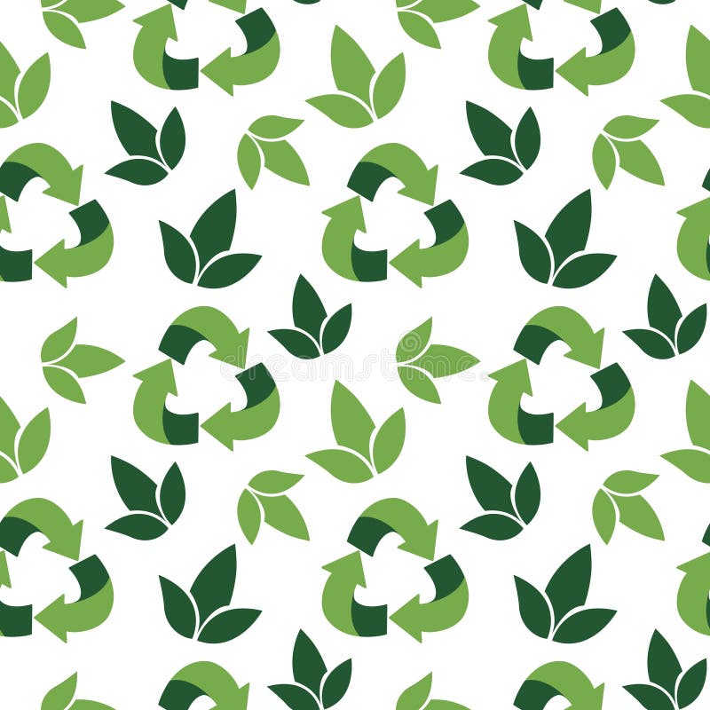 Sustainable Packaging Vector Seamless Pattern, Flat Design of Recycling ...