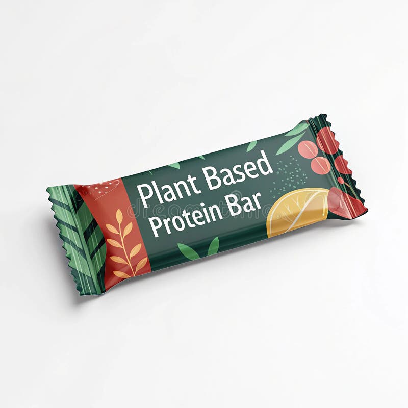 Plant Based Protein Bar Wrapper with Compostable Material Stock ...