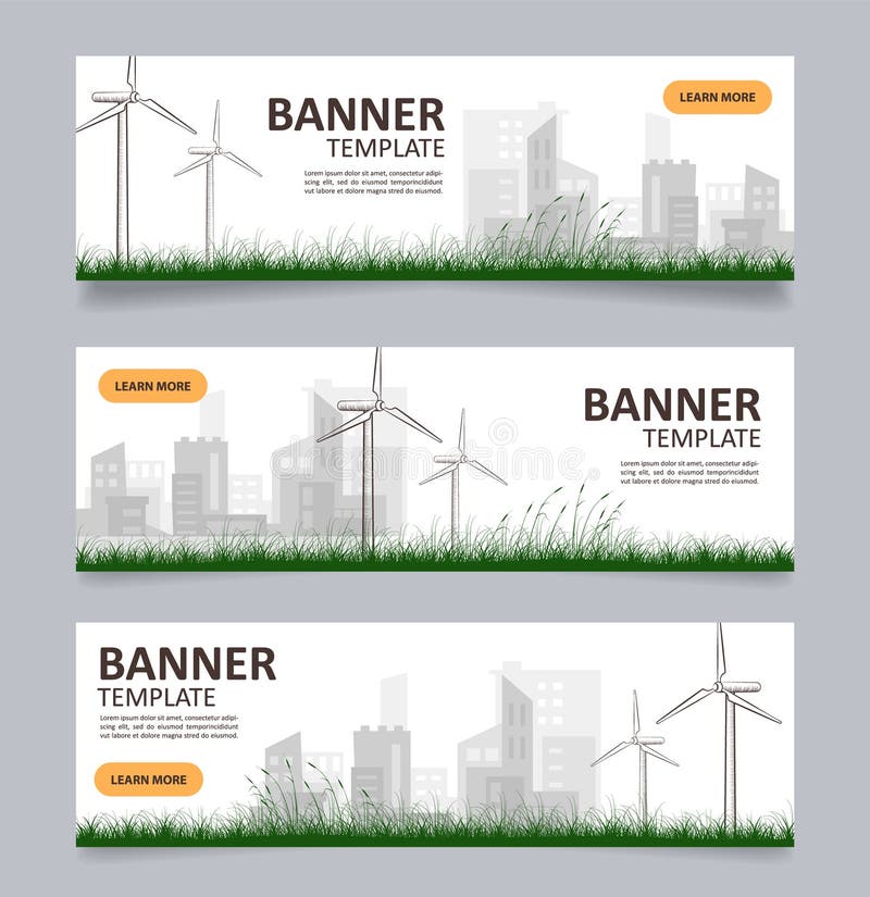 Sustainable Power for City Web Banner Design Template Stock Vector ...
