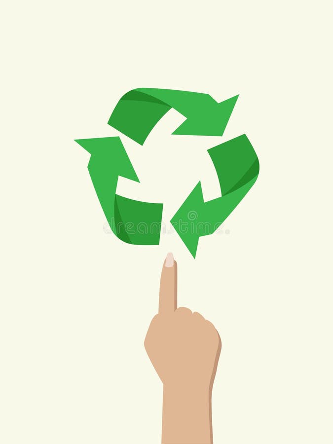 Sustainable Practices with a Hand Pointing Towards a Green Recycling ...