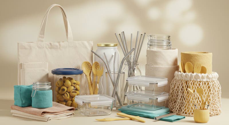 Sustainable Reusable Kitchen Utensils and Storage Set Stock ...