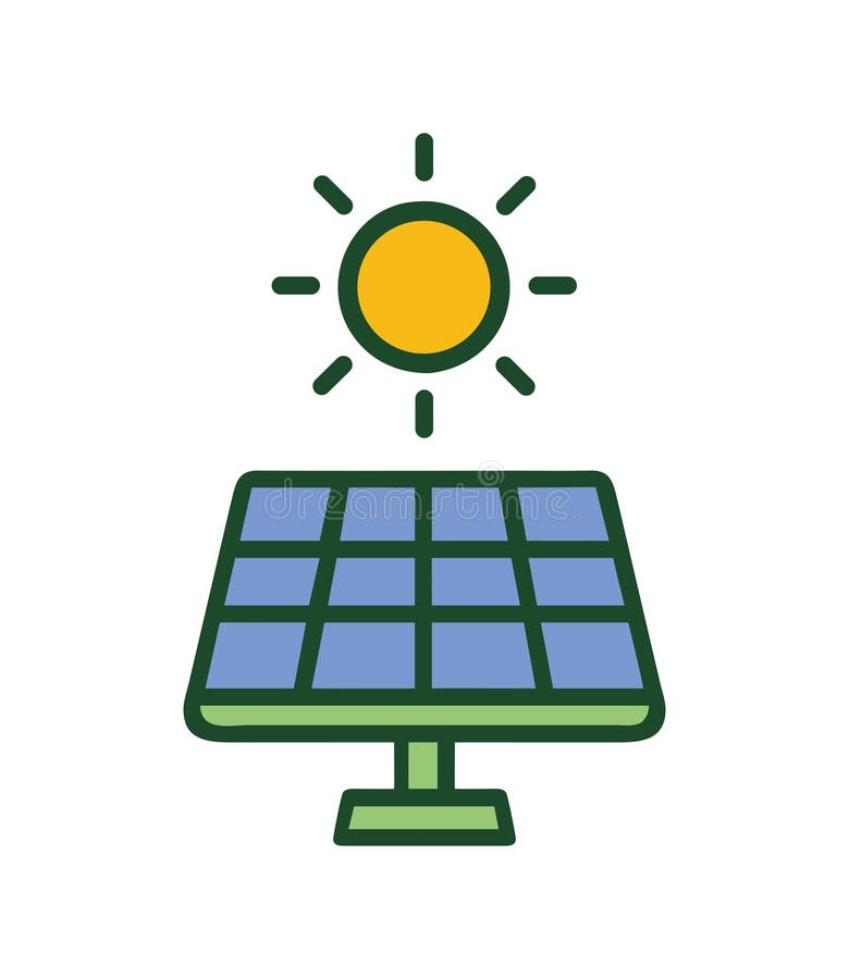 Sustainable Solar Energy with Sun Icon Stock Illustration ...
