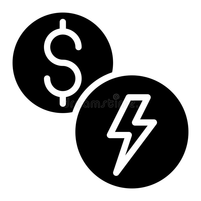 Electric Cost, Power Cost Glyph Solid Icon Stock Vector - Illustration ...
