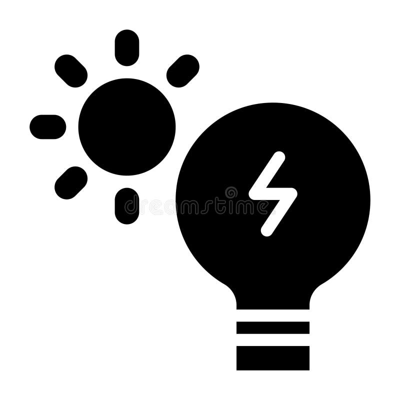 Solar Bulb, Solar Light Glyph Solid Icon Stock Vector - Illustration of ...