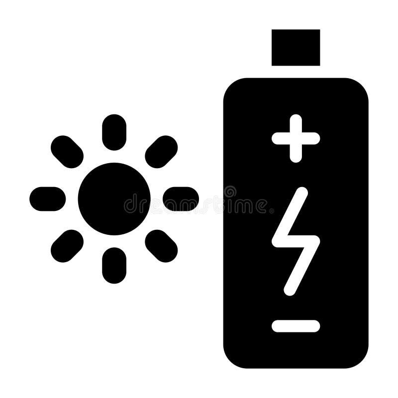 Solar Battery, Solar Energy Glyph Solid Icon Stock Vector ...
