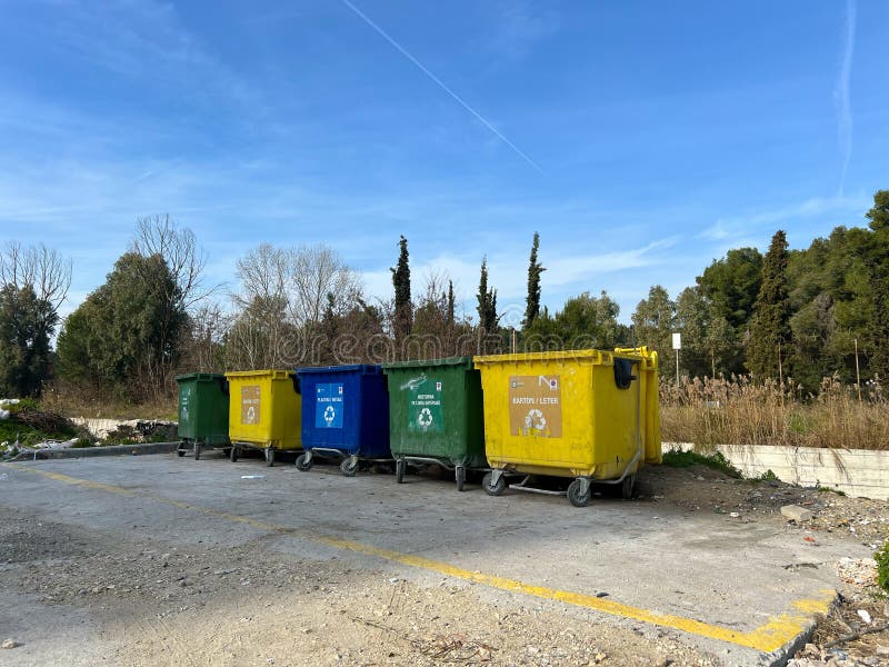 Sustainable Solutions: Garbage Recycling Containers Stock Photo - Image ...