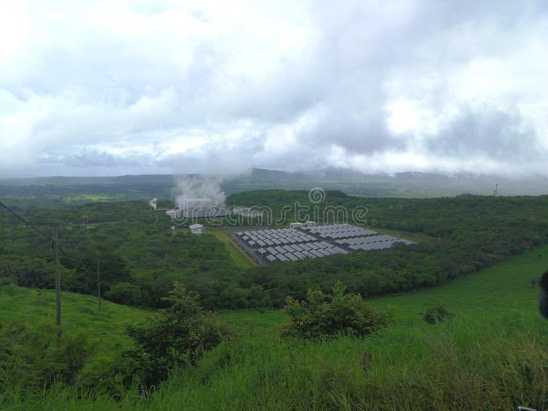 Geothermal Energy and Solar Panels System. Costa Rica Stock Photo ...