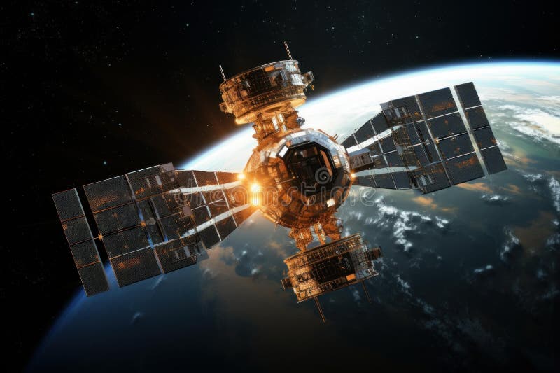 Sustainable Space Solar Satellites. Generate Ai Stock Image - Image of ...