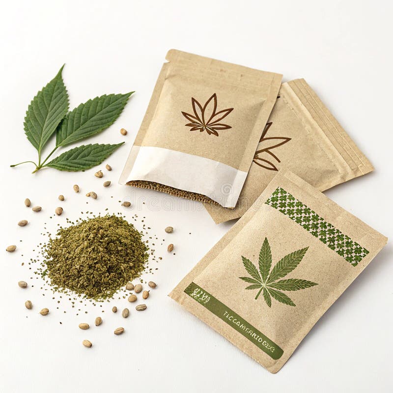Hemp Based Tea Sachet Packaging with Neutral Earthy Tones Stock ...