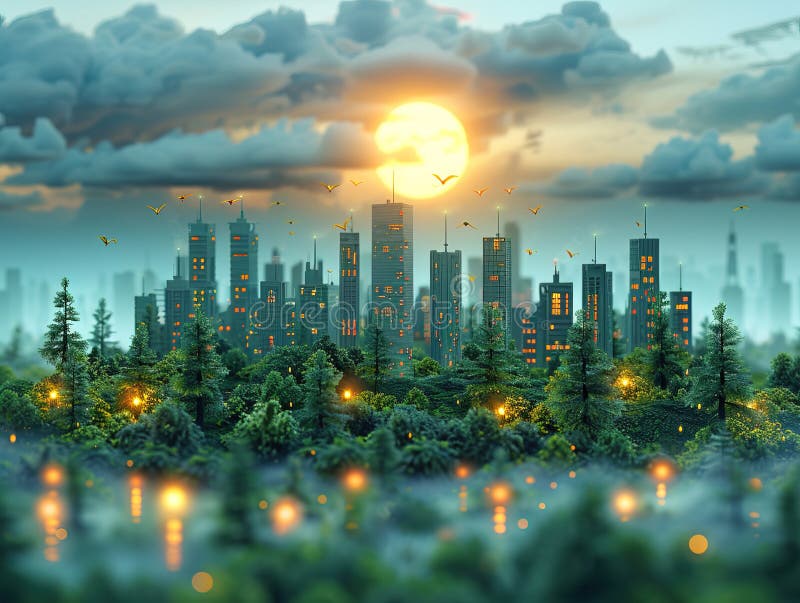 Sustainable Tech Conception. Modern City and Environmental Technology ...