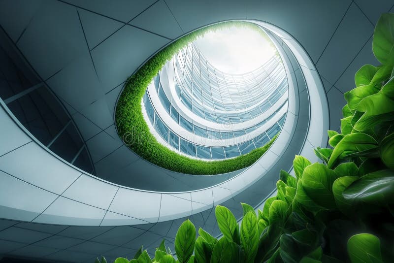 Sustainable Technology Concept, Futuristic Design with Eco-friendly ...