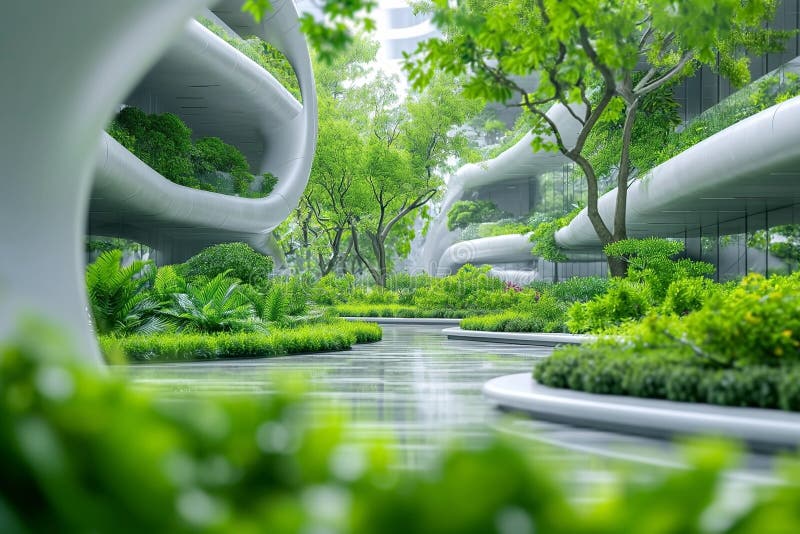 Sustainable Technology Concept, Futuristic Design with Eco-friendly ...