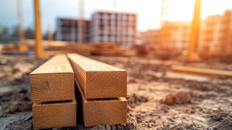 Sustainable Timber at Construction Site, Building Materials for Eco-Friendly Projects Stock ...