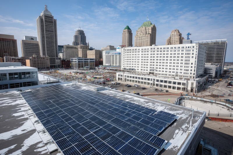 Detroit Solar Power stock illustration. Illustration of rooftop - 387888272