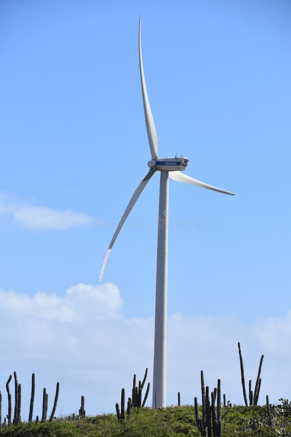 Sustainable Wind Power with Windmills in Aruba Stock Photo - Image of ...