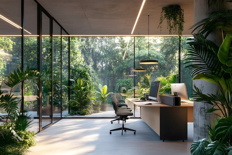 Sustainable Workspace: Plant Inclusions, Environmental Ambiance Stock ...