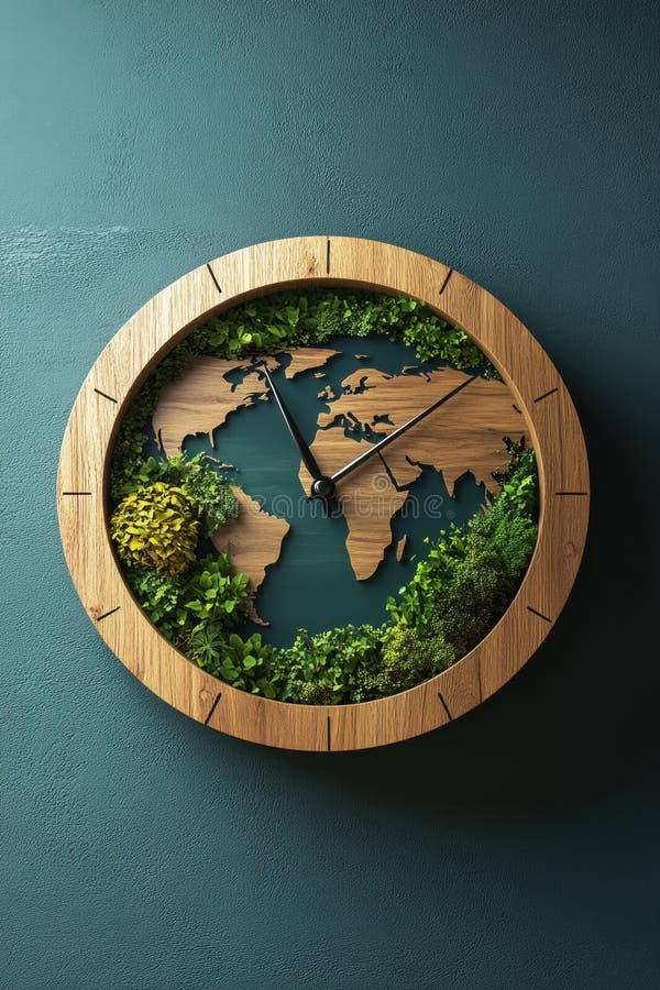Sustainable World Clock, 3D Rendering of a World Clock Showing ...