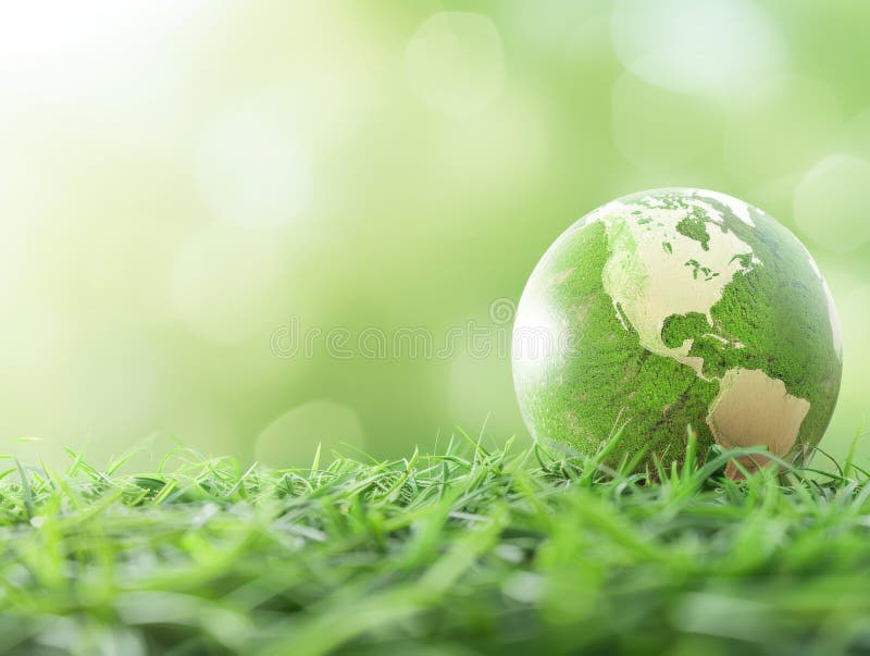 Sustainable World: Eco-Friendly Green Earth on Fresh Grass Stock Photo ...