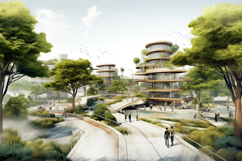 Sustanable Urban Design Project, Green Architecture Stock Image - Image ...