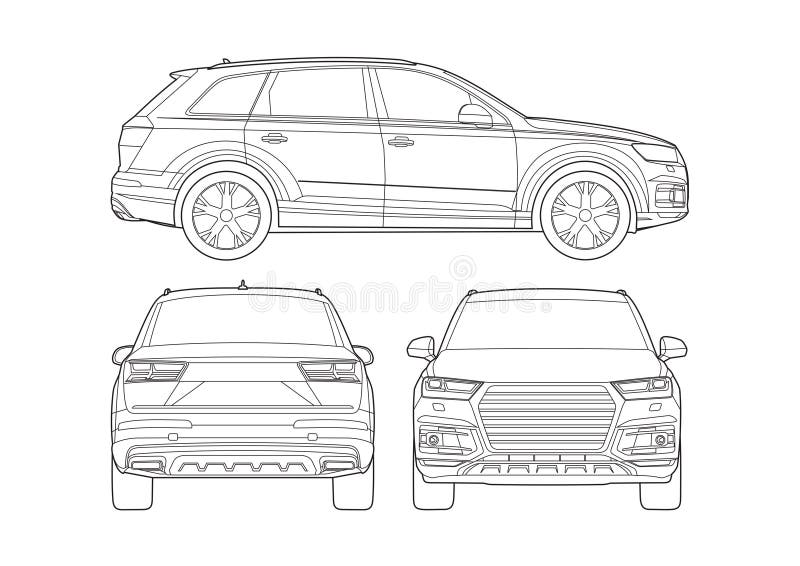 Contour drawing of an SUV stock vector. Illustration of vector - 216520038