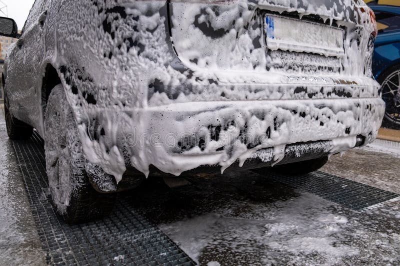 SUV Being Washed at Car Wash Stock Image - Image of insurance, chrome ...