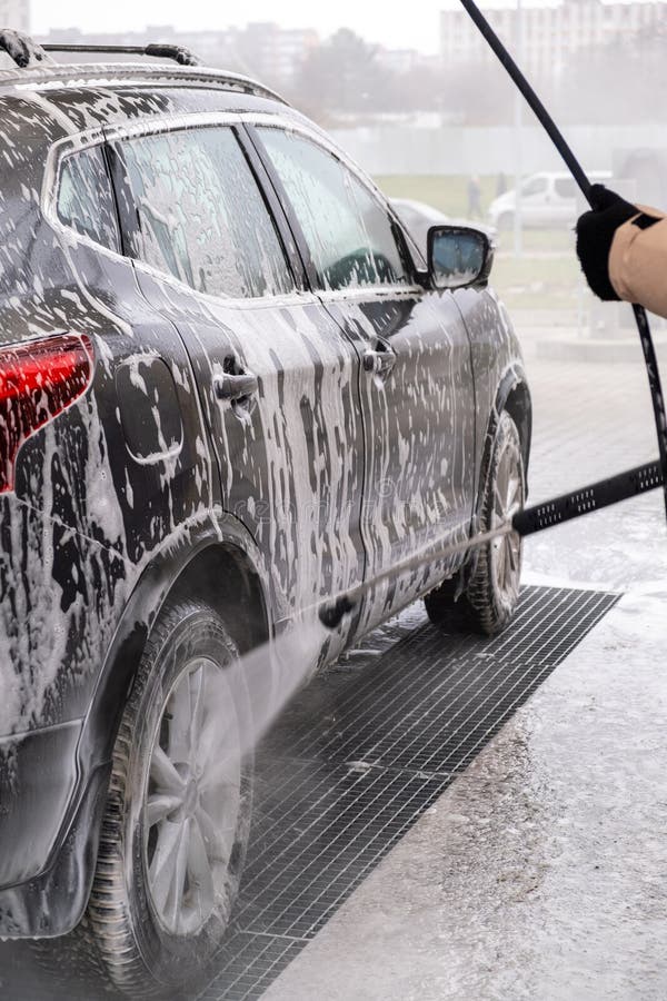 SUV Being Washed at Car Wash Stock Image - Image of insurance, chrome ...