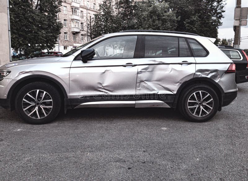 SUV Car is Beaten of Left Side Stock Image - Image of broken, parked ...
