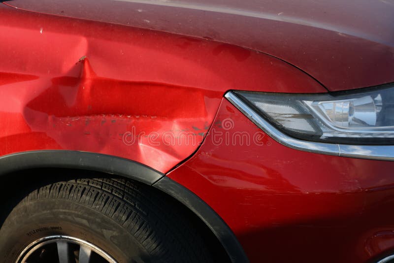 SUV Car with Dented Front Side Stock Image - Image of silver, bumped ...