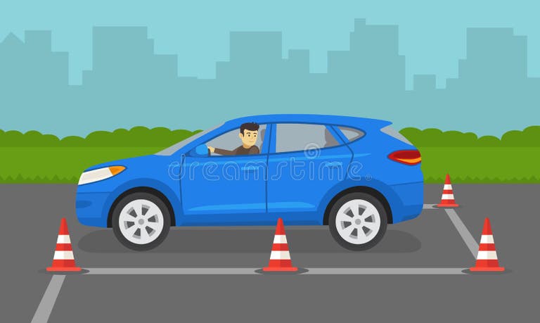 Suv Car Driver Practicing a Reverse Park. Back into a Parking Lot ...