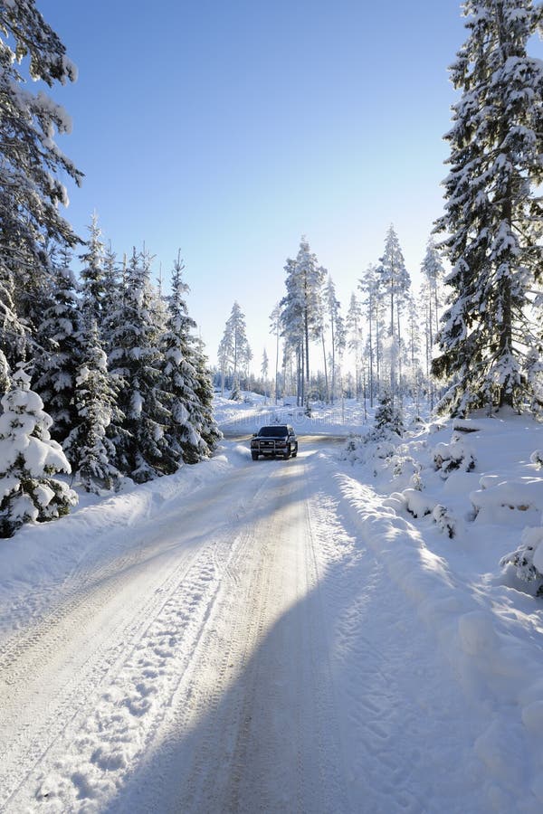 Suv, Car, Driving in Winter Landscape Stock Photo - Image of landscape ...