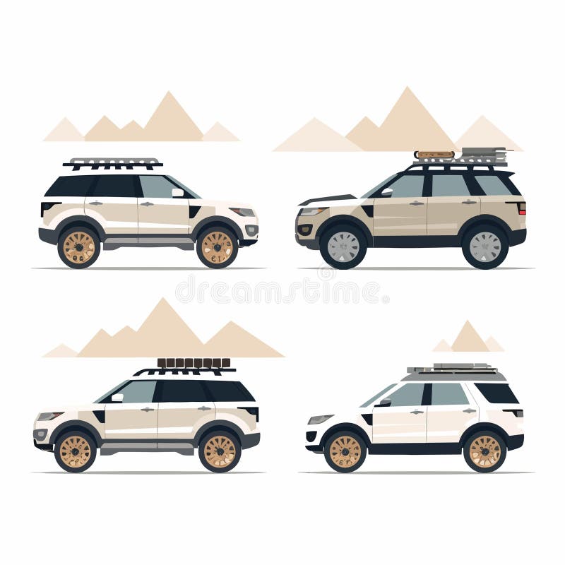 SUV Car Set Vector Isolated on White Stock Vector - Illustration of ...