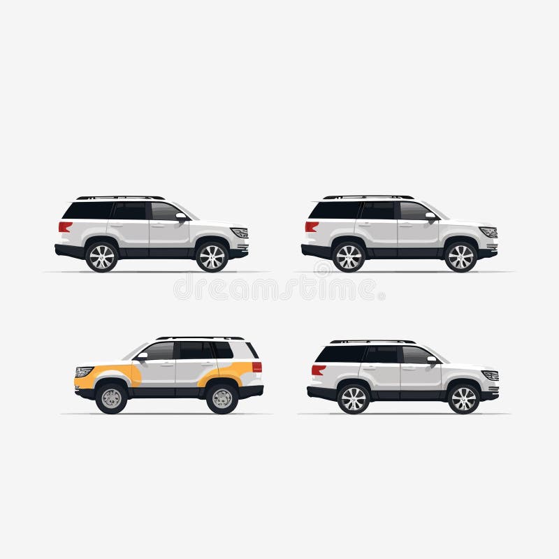 SUV Car Set Vector Isolated on White Stock Vector - Illustration of ...