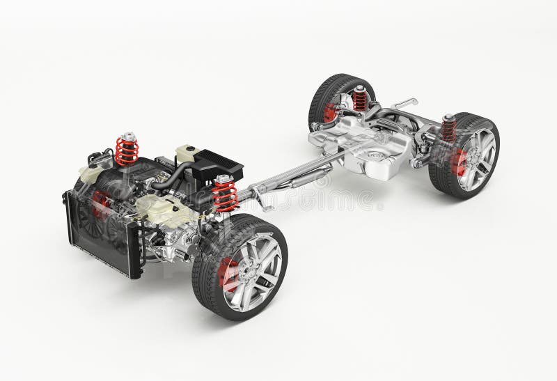 Under Carriage Technical 3D Rendering, of a Sedan Contemporary Car ...