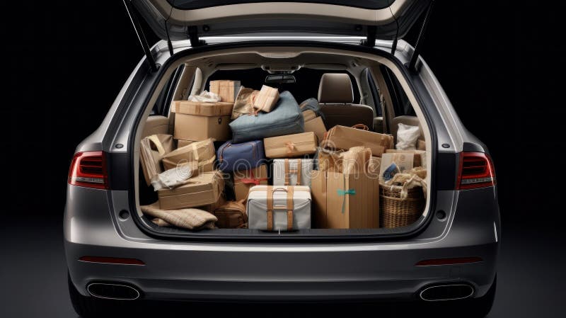 SUV Loaded with Packages and Personal Belongings Stock Illustration ...
