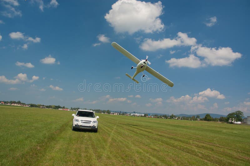 SUV and Ultralight Aircraft Departing Stock Photo - Image of main ...