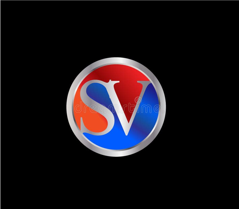 SV Initial Circle Shape Silver Red Blue Color Later Logo Design Stock ...