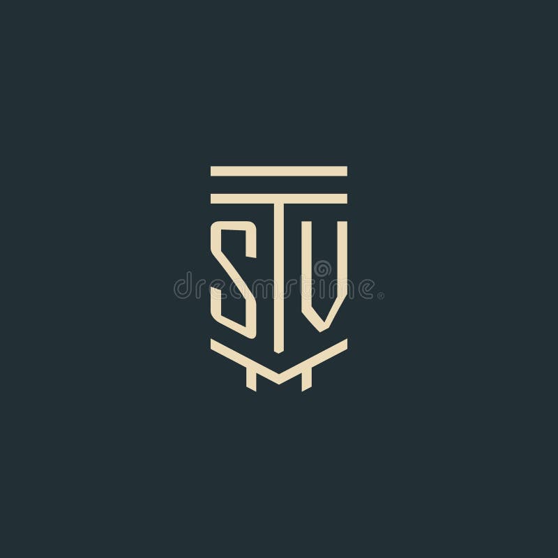 SV Initial Monogram with Simple Line Art Pillar Logo Designs Stock ...