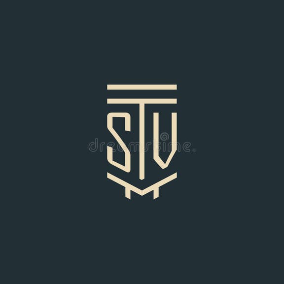 SV Initial Monogram with Simple Line Art Pillar Logo Designs Stock ...