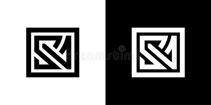 SV Logo Design Template Elements, Square Shape Monogram Logo Stock ...