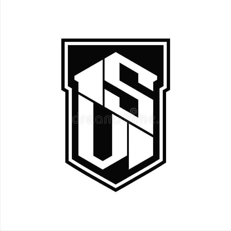 SV Logo Monogram Hexagon Geometric Up and Down Inside Shield Isolated ...