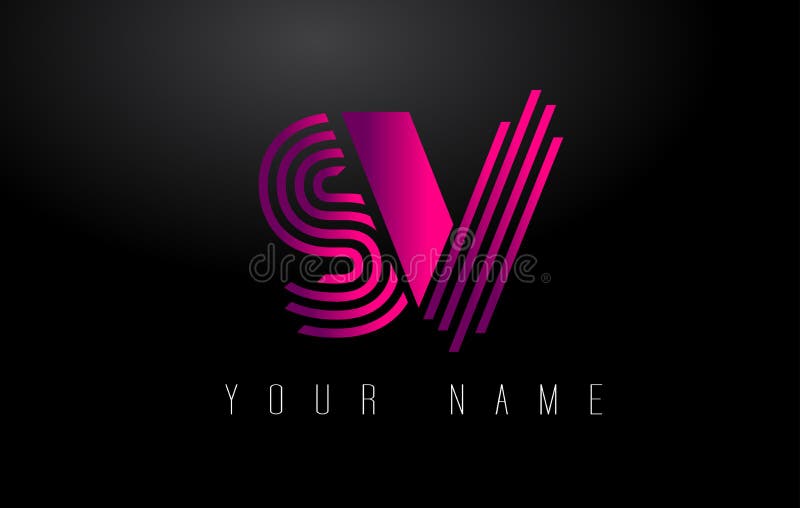 SV Magenta Lines Letter Logo. Creative Line Letters Vector Template ...