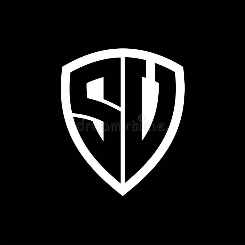SV Monogram Logo with Bold Letters Shield Shape with Black and White ...