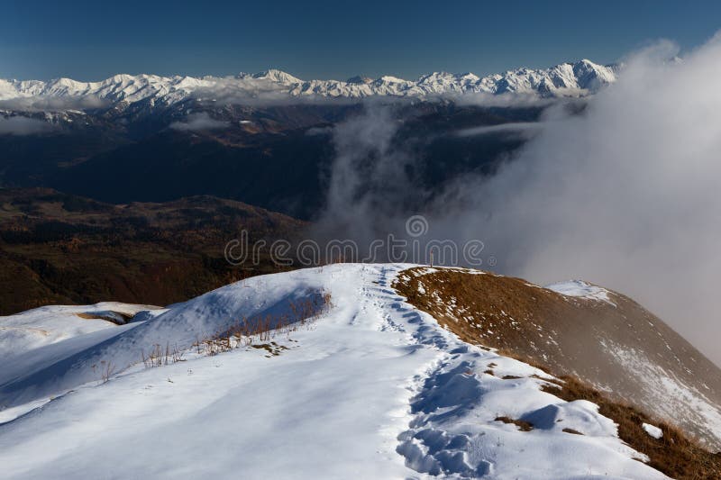 Svanetia stock photo. Image of blue, cloudy, snow, autumn - 22013068