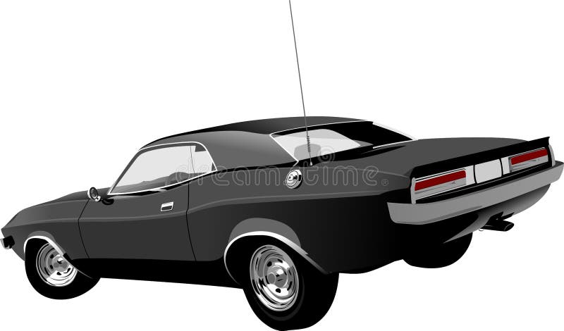 Klassisk Tuningbil Med Stora Hjul, Kraftfull Motor Och En Samling Låga ...