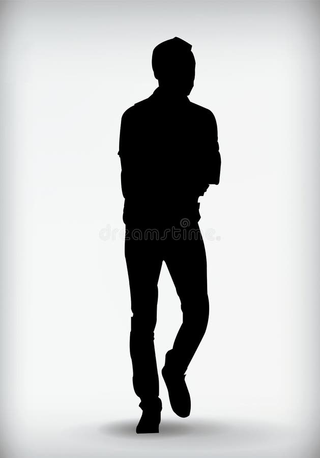 Svart Kontur Av En Manvektorillustration Vektor Illustrationer ...