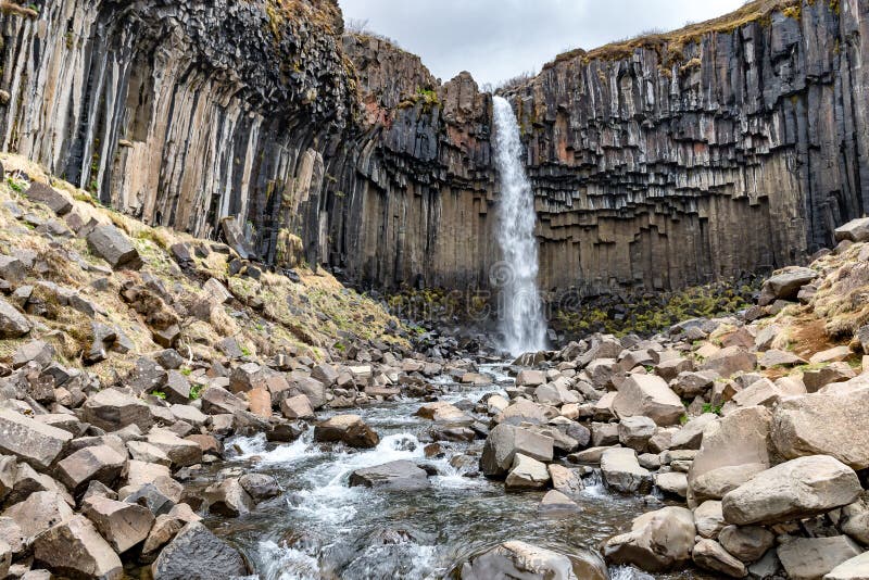 Svartifoss, Black Waterfall, Iceland Stock Photo - Image of basaltic ...