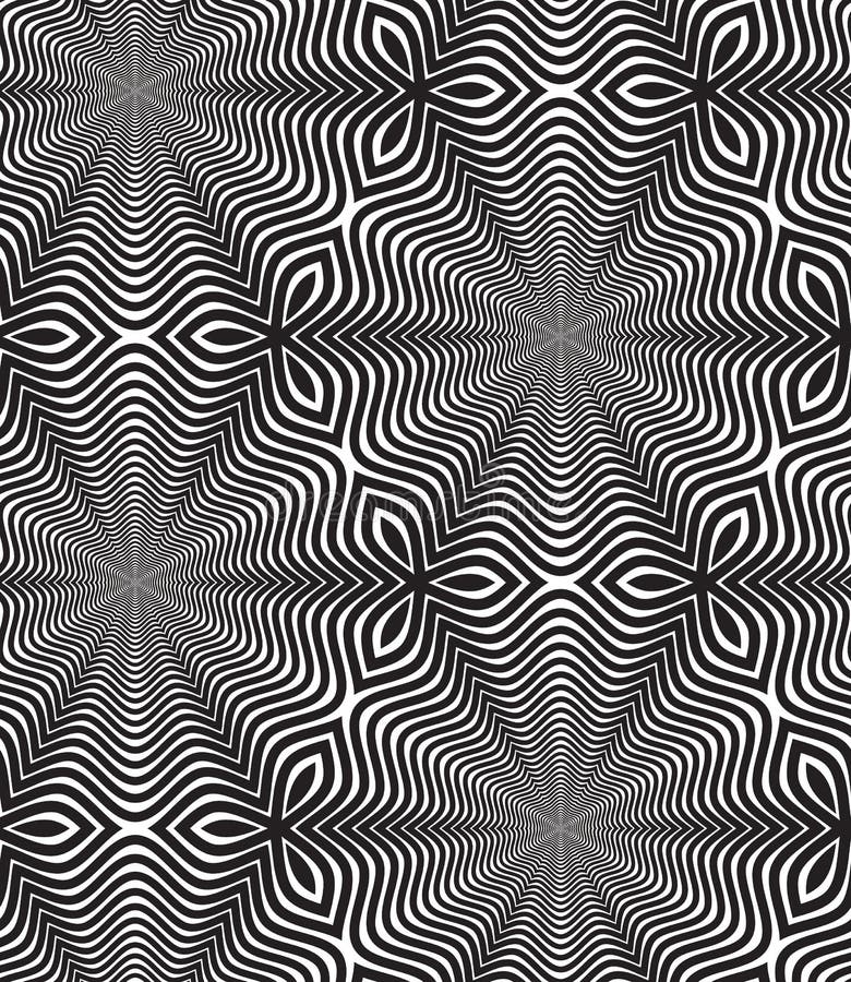 Svartvit Op Art Design Vector Seamless Pattern Bakgrund Vektor ...