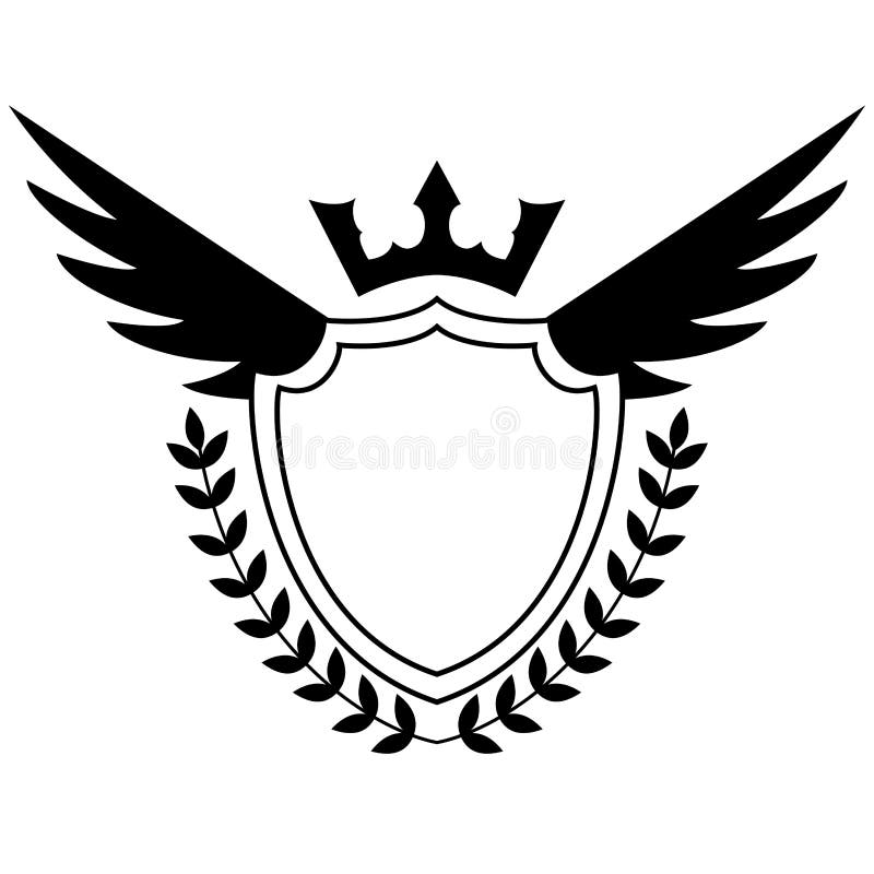 Sköld Med Vingar Guldvingar Och Sköld På Grå Bakgrund Vektor ...