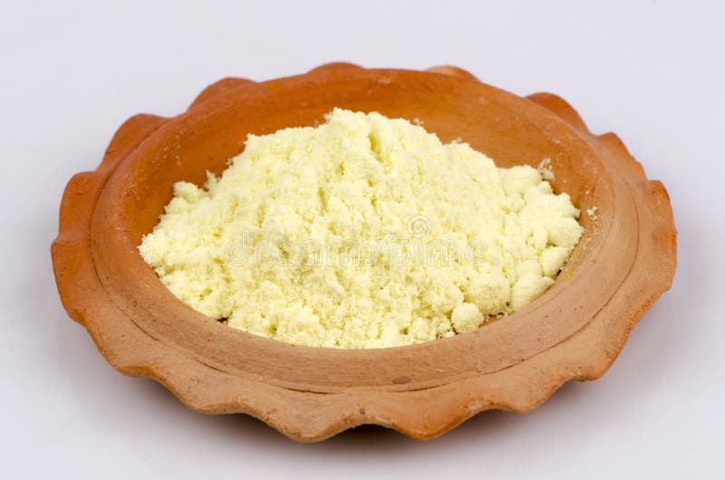 Svavel Eller Svavel Och Pulver På Ett Gammalt Bakunderlag Av Trä Med ...