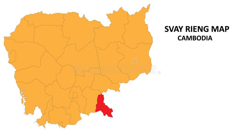 Svay Rieng State and Regions Map Highlighted on Cambodia Map Stock ...